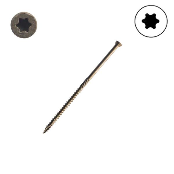 9 x 4 in. Trim Head Wood Screw, Exterior, T-20, Bronze