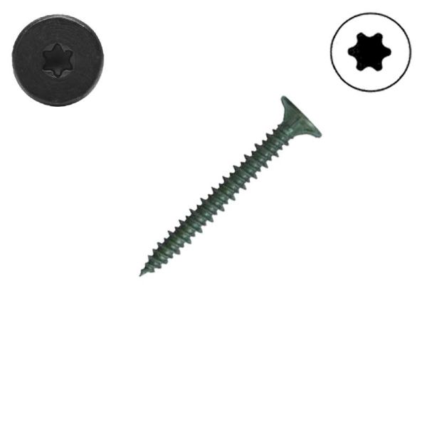 8 x 1-5/8 in. Big T Green Cement Board Screw, T 25 Qty:4000
