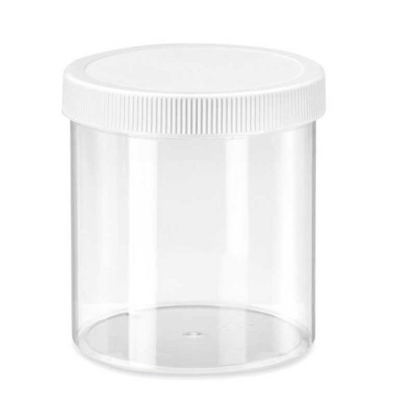 Small Clear Plastic Round Jar, 2 3/4 x 2 3/4 x 3 1/2
